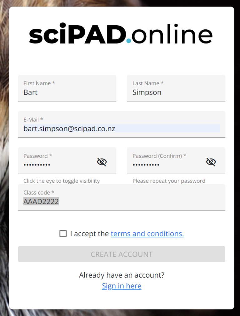 Adding students – sciPAD Online